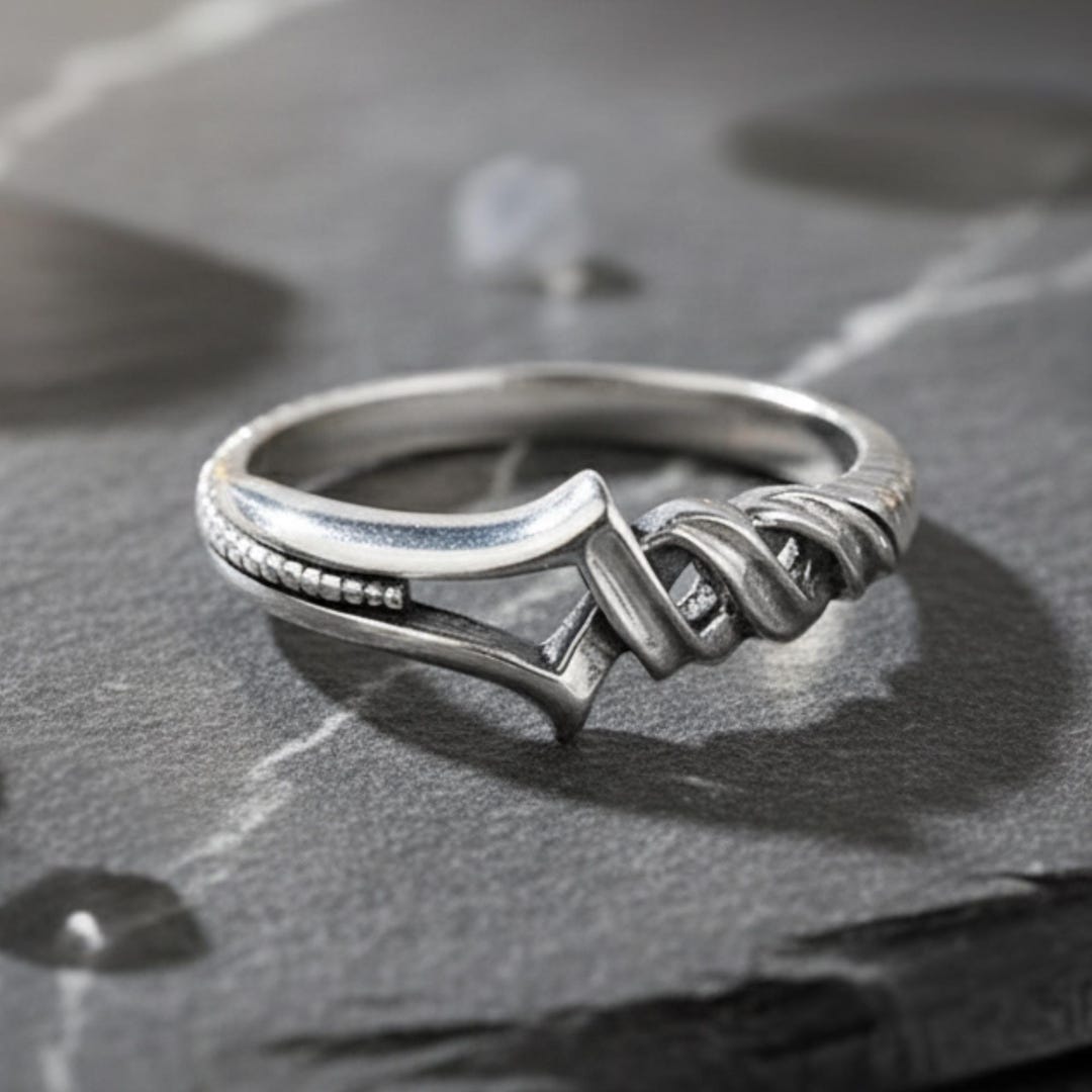 Fantasy Spear-inspired S925 Ring, Anime Ring Adjustable Silver Open ...