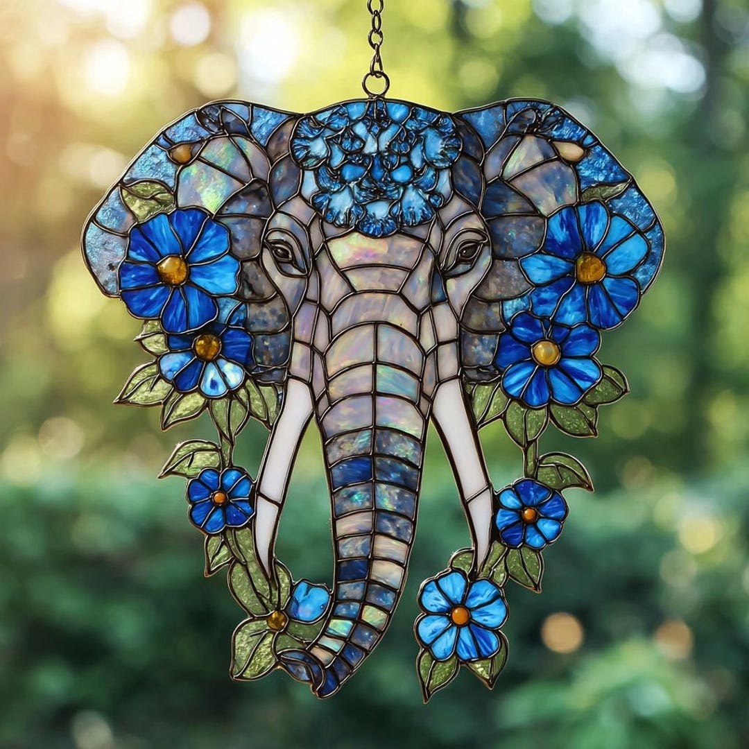 Elephant Memorial Gift, Forget Me Not Flower Suncatcher, Sympathy Gift ...