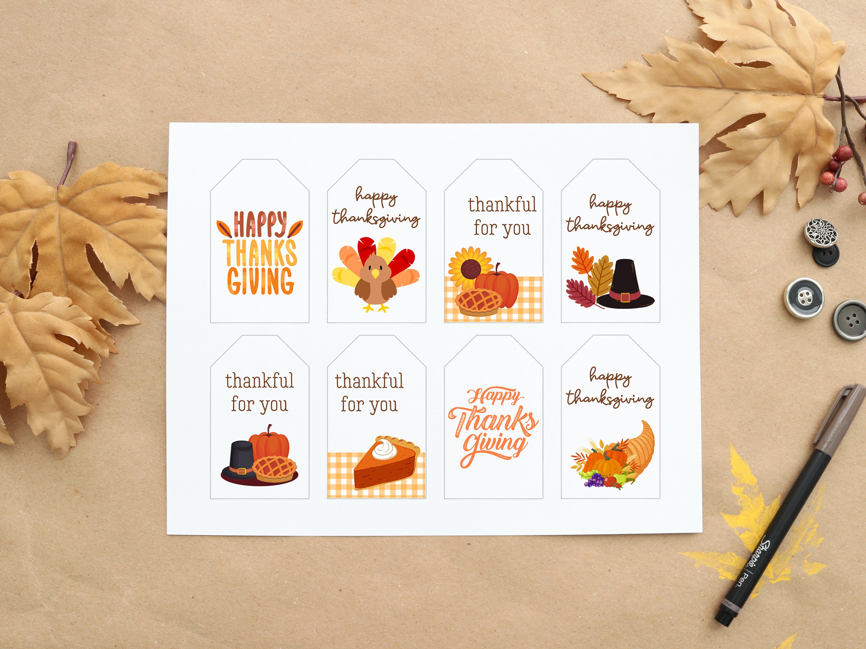 Thanksgiving Gift Tags & Treat Tags | Printable PDF Download - Etsy