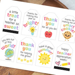 Teacher Appreciation Gift Tags & Treat Tags | Printable PDF Download - Etsy