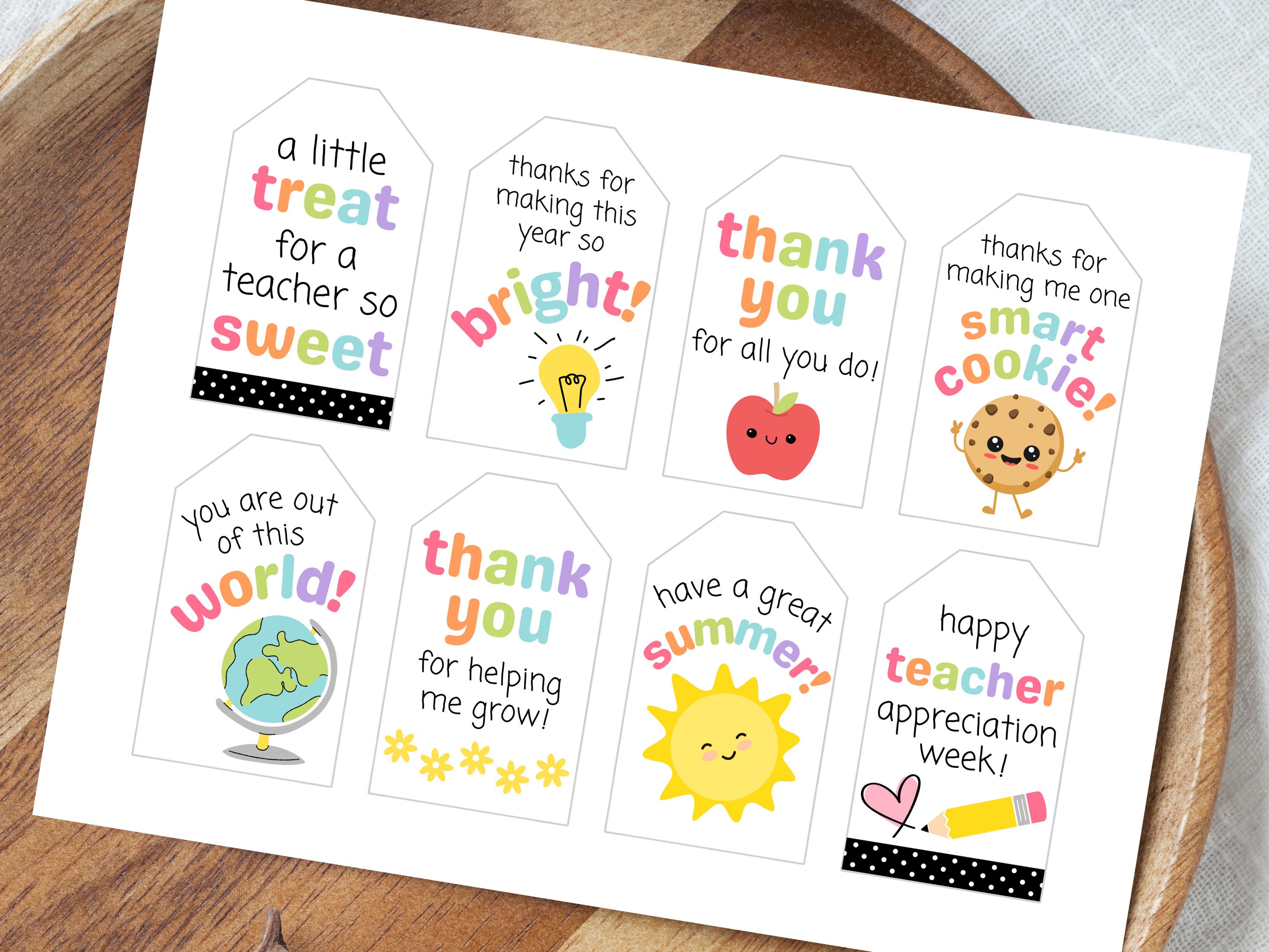 Teacher Appreciation Gift Tags & Treat Tags | Printable PDF Download - Etsy