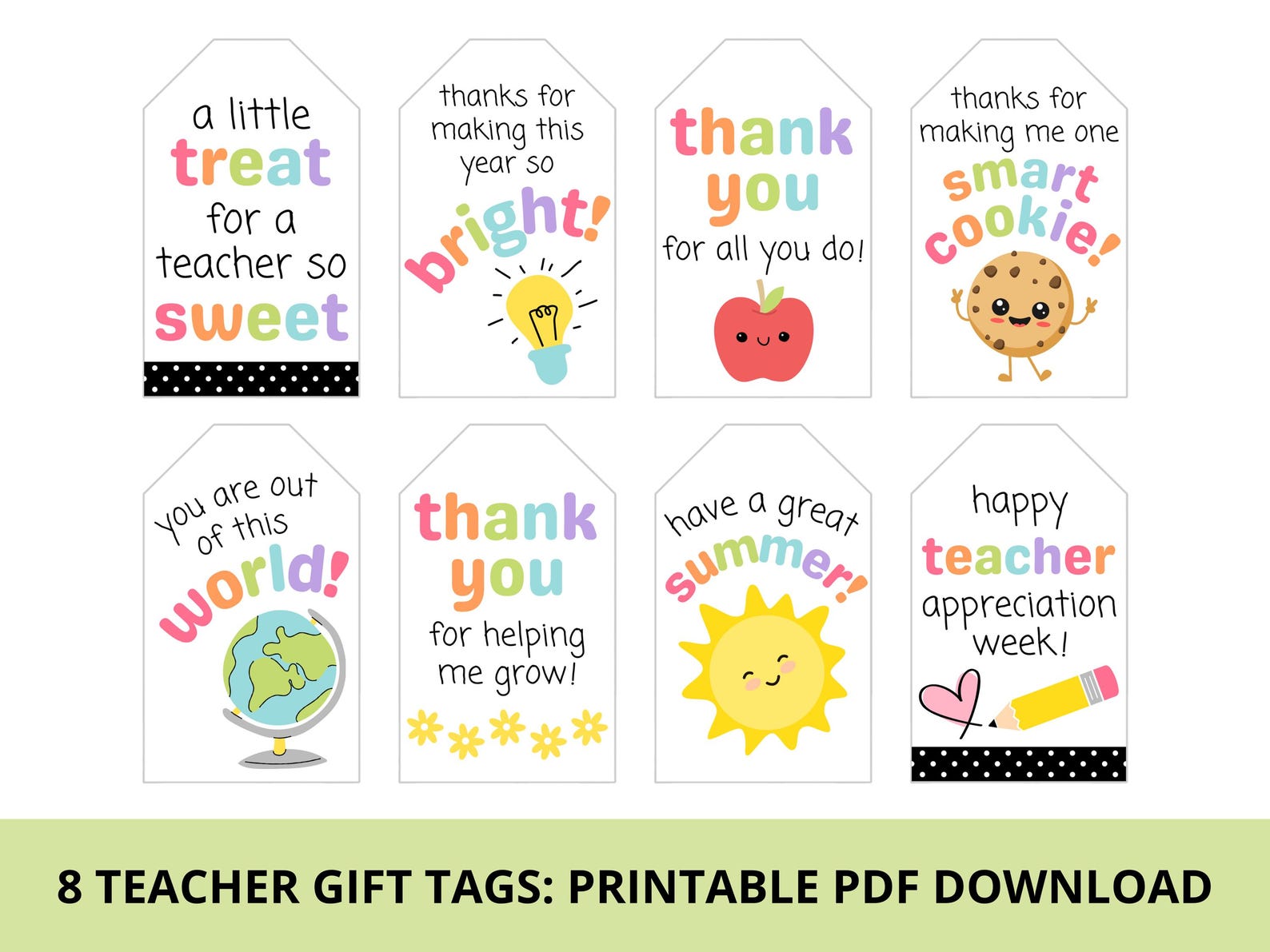Teacher Appreciation Gift Tags & Treat Tags | Printable PDF Download - Etsy