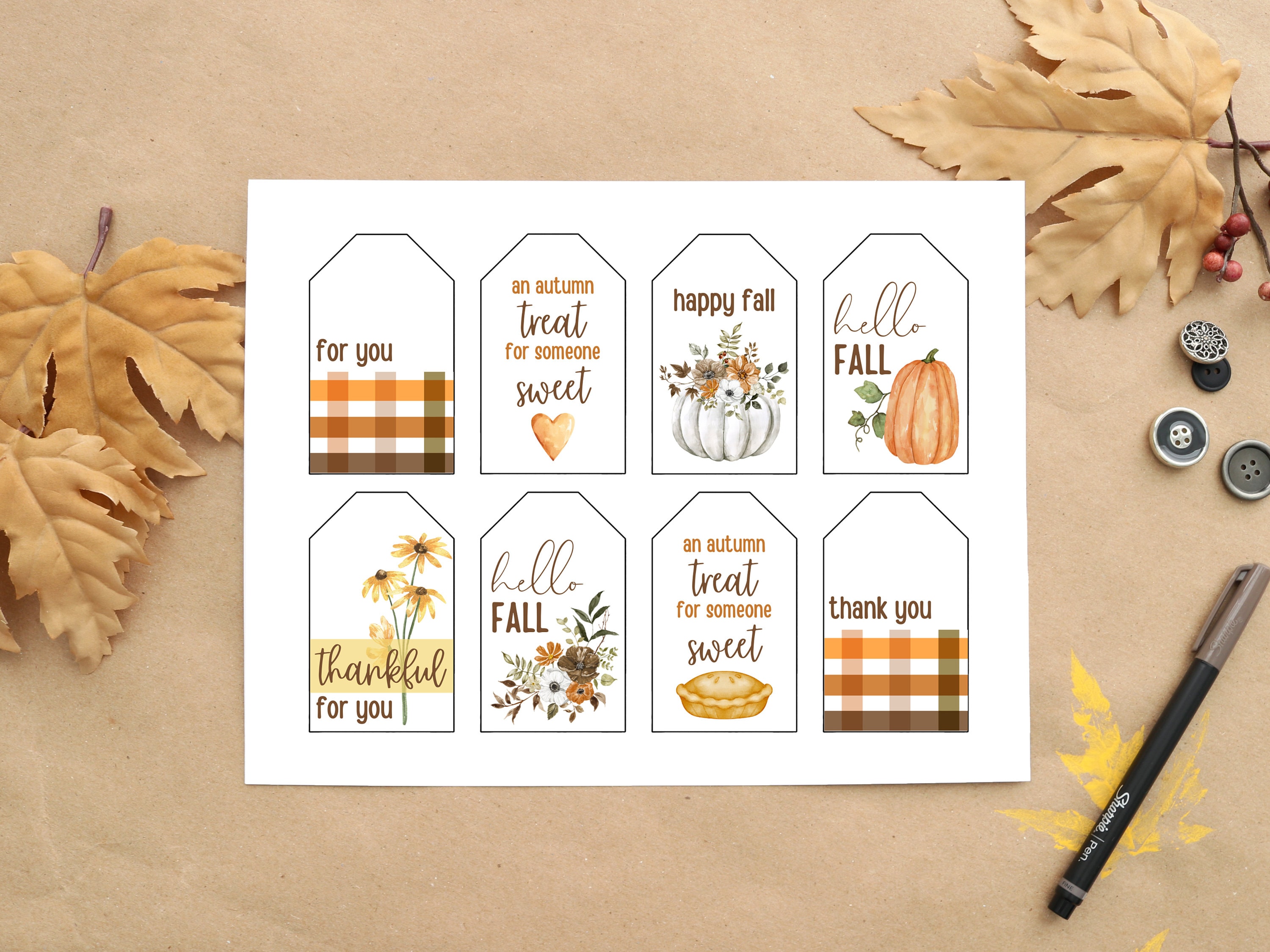 Fall Gift Tags & Treat Tags | Printable PDF Download - Etsy