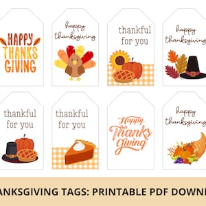 Thanksgiving Gift Tags & Treat Tags | Printable PDF Download - Etsy