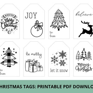 Black and White Christmas Gift Tags & Treat Tags | Printable PDF ...
