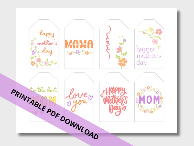Mother's Day Gift Tags | Floral Pastel | Happy Mother's Day | Printable ...