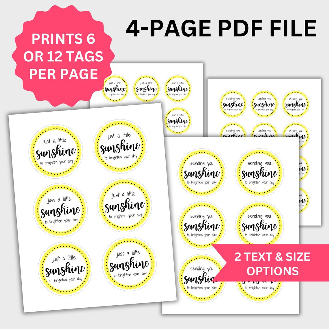 Yellow Sunshine Gift Tags | Sending You Sunshine | Sunshine Yellow Gift ...