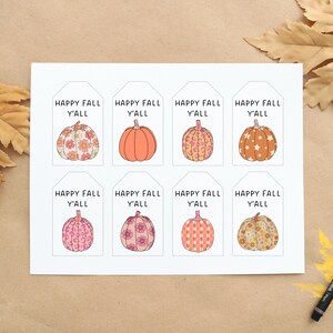 Happy Fall Y'all Retro Gift Tags & Treat Tags | Printable PDF Download ...