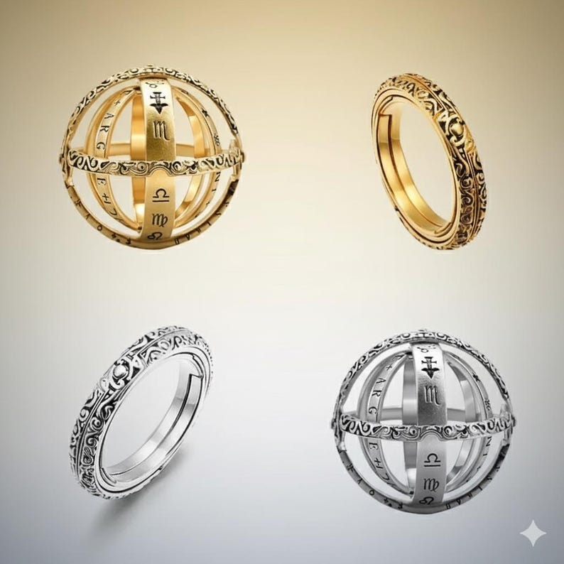 Foldable Astronomical Sphere Ring, Celestial Star Fidget Ring, Anti ...