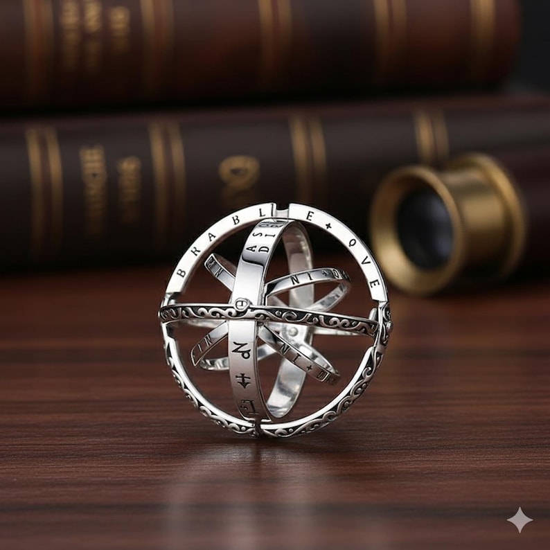 Foldable Astronomical Sphere Ring, Celestial Star Fidget Ring, Anti ...