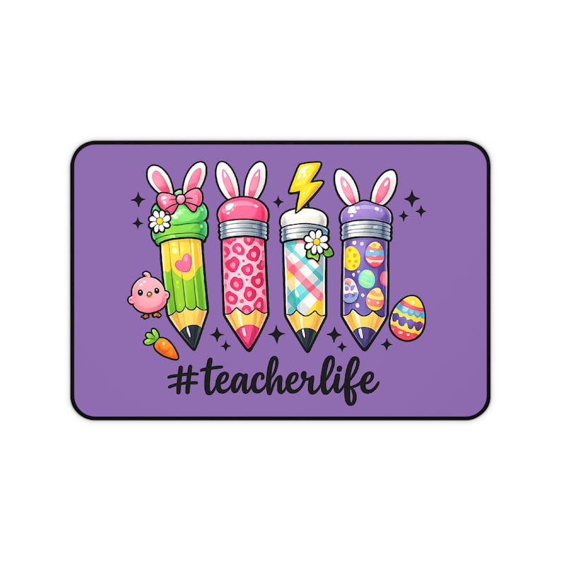 Easter Teacher Desk Mat, Bunny Pencil Mouse Pad, Spring Classroom Decor ...