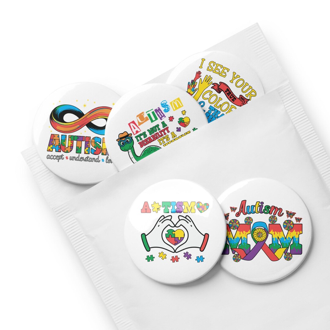 Autism Awareness Pin Button Set Neurodiversity Support Pins Acceptance ...