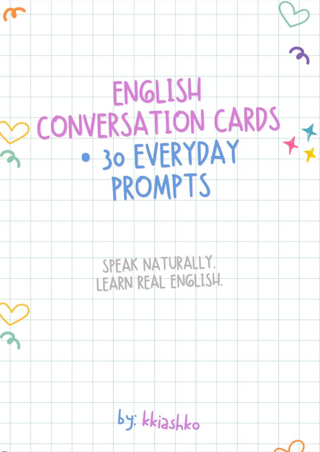 Conversation Cards PDF | 30 Speaking Prompts | ESL Printable | English ...