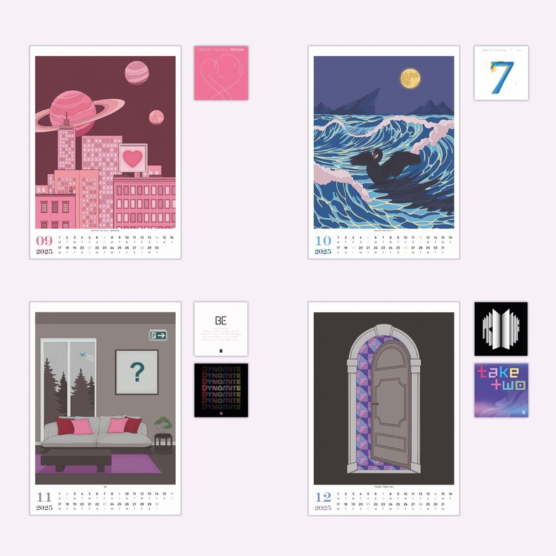 BTS Inspired 2026 Calendar • K-pop Printable Wall Calendar A3 A4 ...