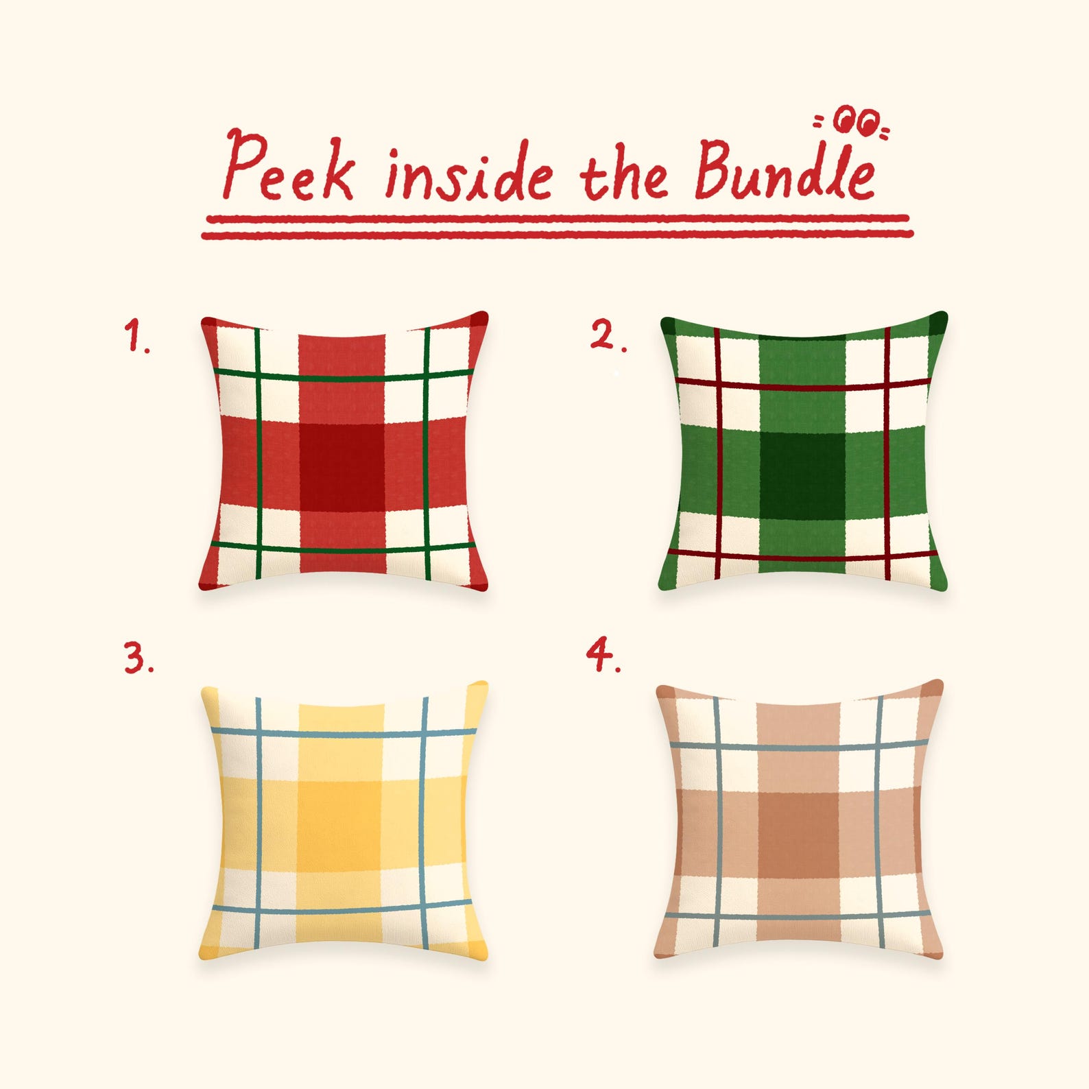 Hand-drawn Cozy Christmas Check Patterns - Etsy