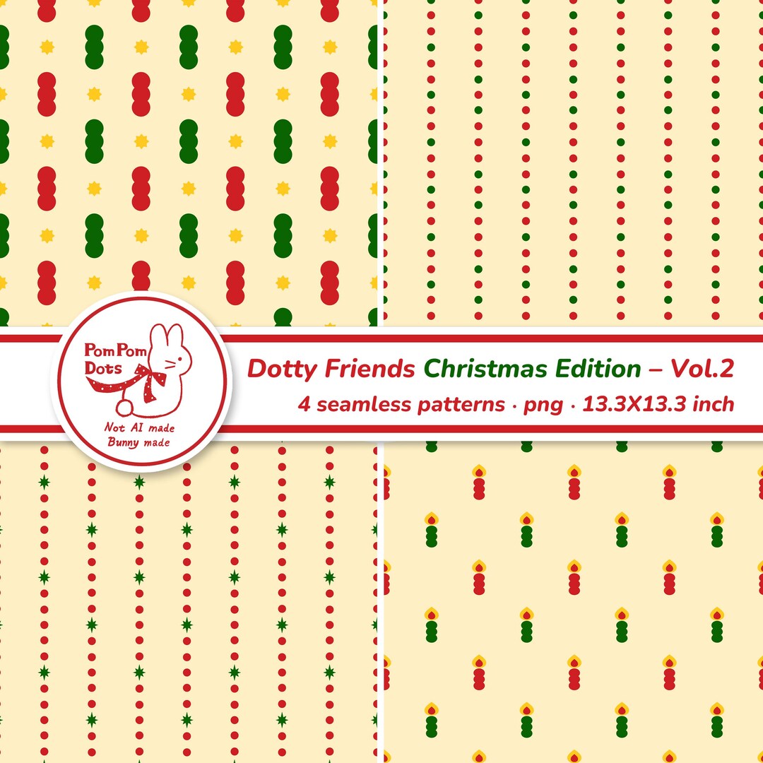 Dotty Friends Christmas Vol.2 Seamless Patterns - Etsy