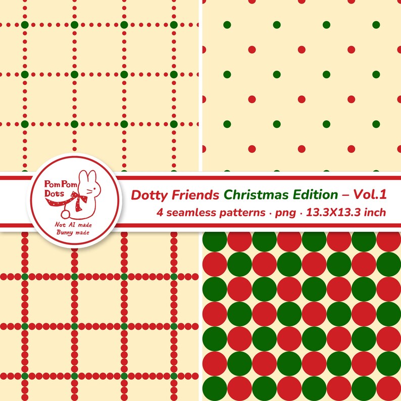 Dotty Friends — Christmas Dots Bundle | 4 Seamless Patterns, Hand-drawn ...
