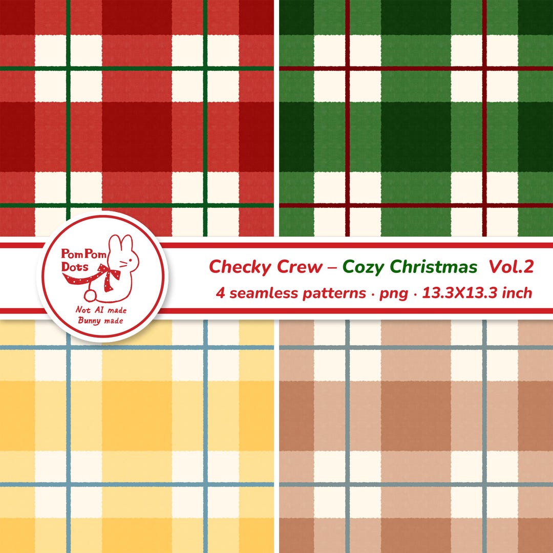 Hand-drawn Cozy Christmas Check Patterns - Etsy