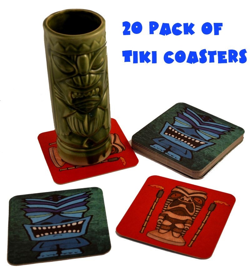 20 Pack of Tiki Bar Drink Cocktail Coasters - Design by Tikizone - Etsy