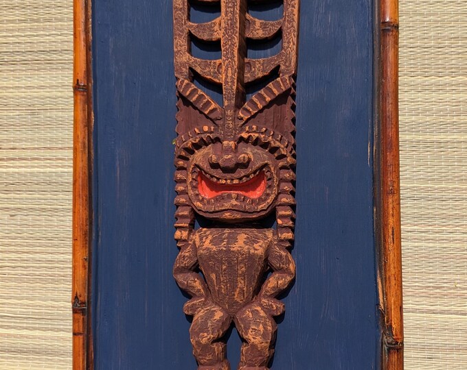 3D Wall Hanging Akua Ka'ai Tiki Statue on a Bamboo Frame - Etsy