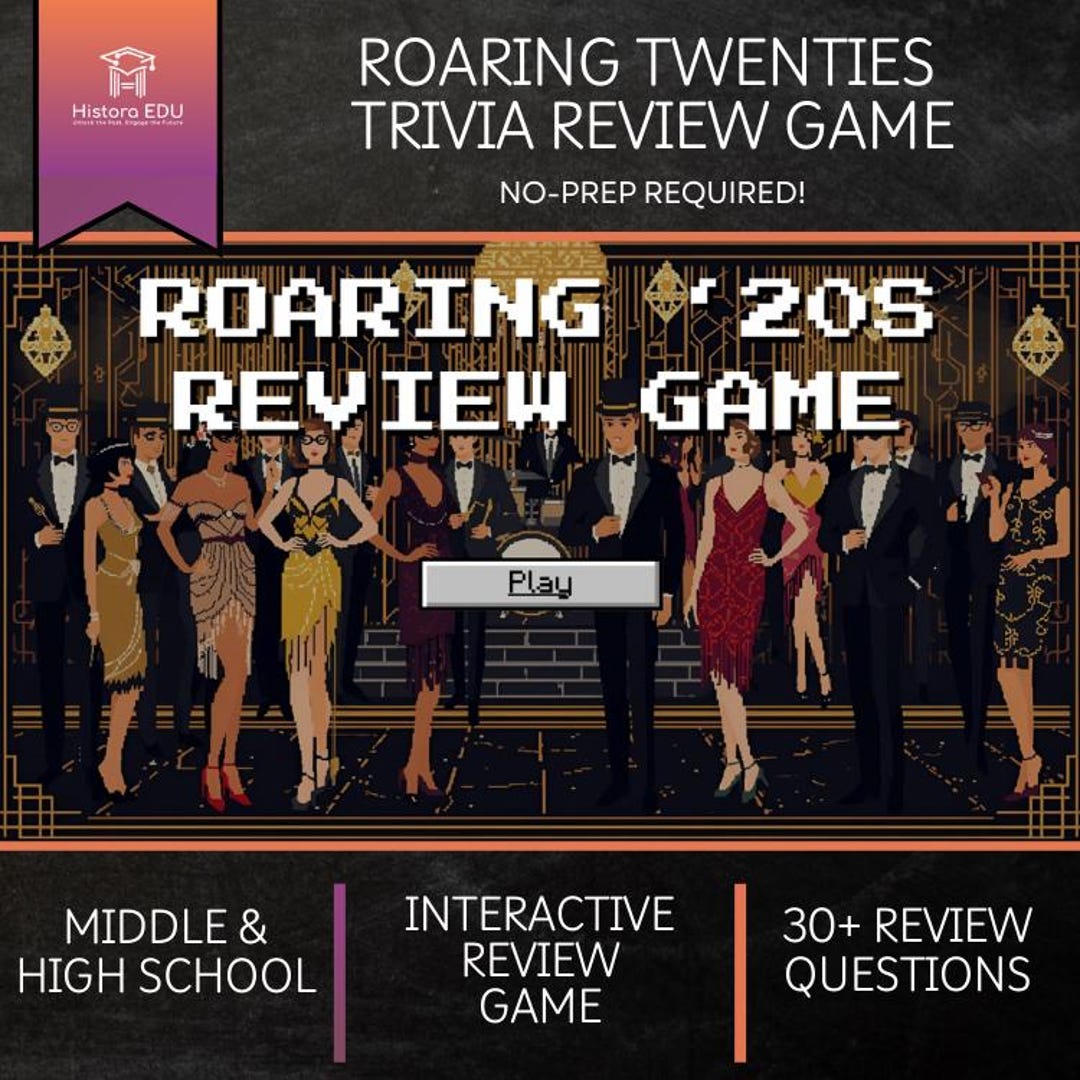 Roaring Twenties Review Game | Social Studies | Interactive Test Prep ...