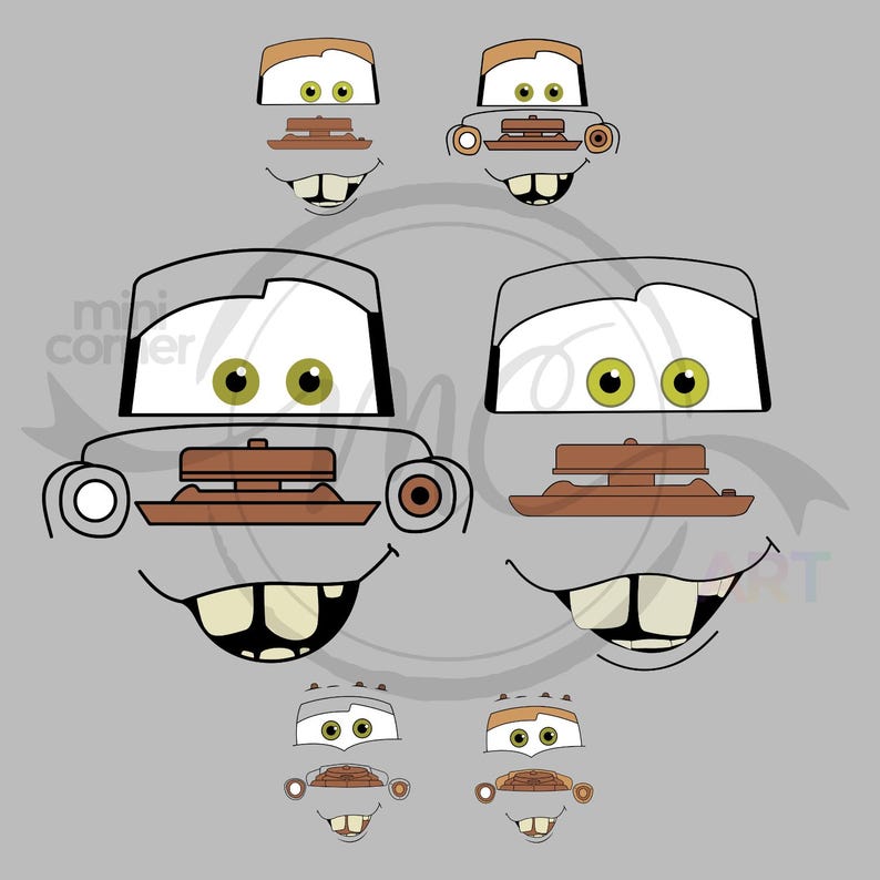 Tow Mater Face SVG Png Clipart Logo, Cars SVG Cartoon Clipart, Cars ...