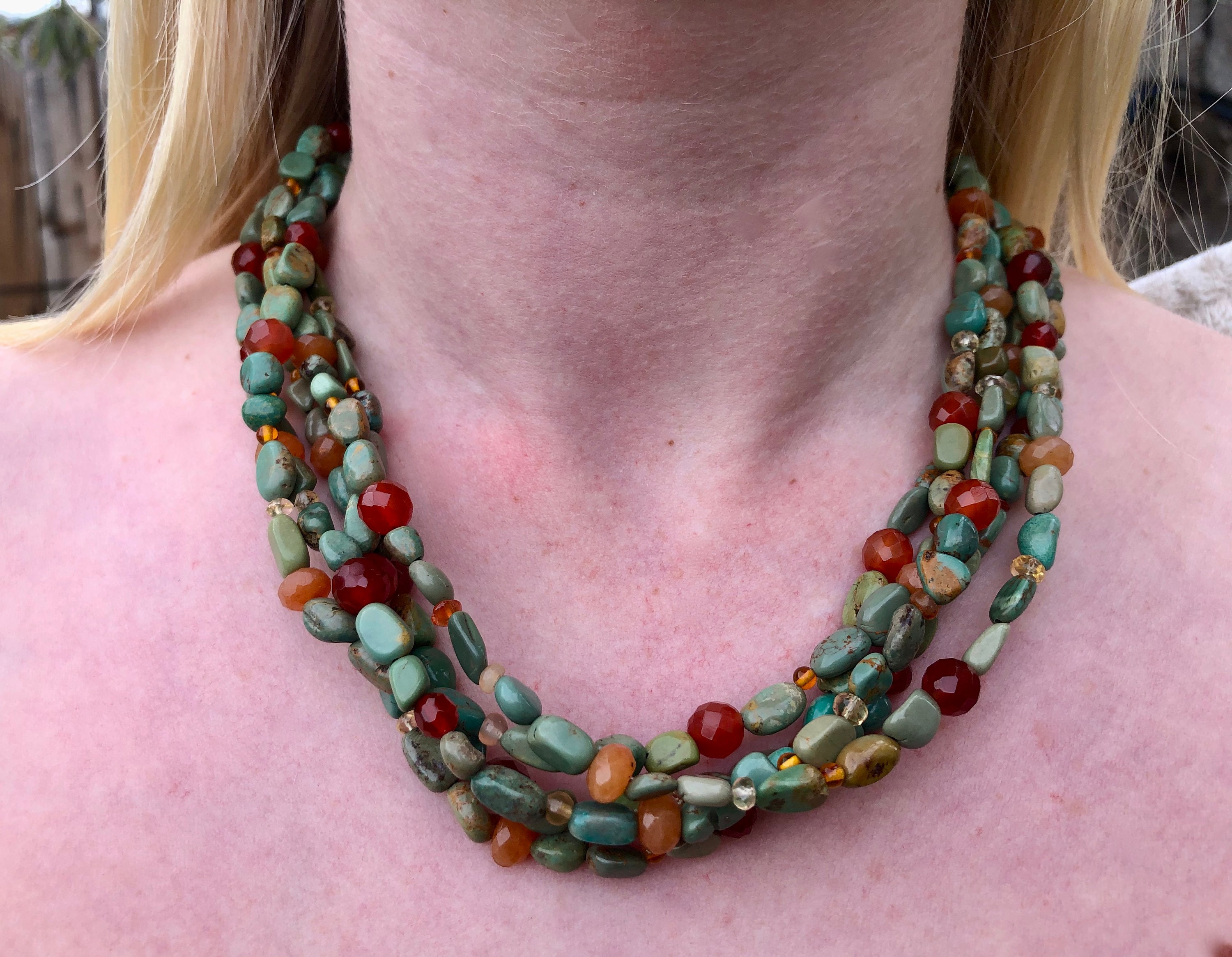 Vintage Jay King DRT Mines Multi-strand Turquoise Carnelian Citrine ...