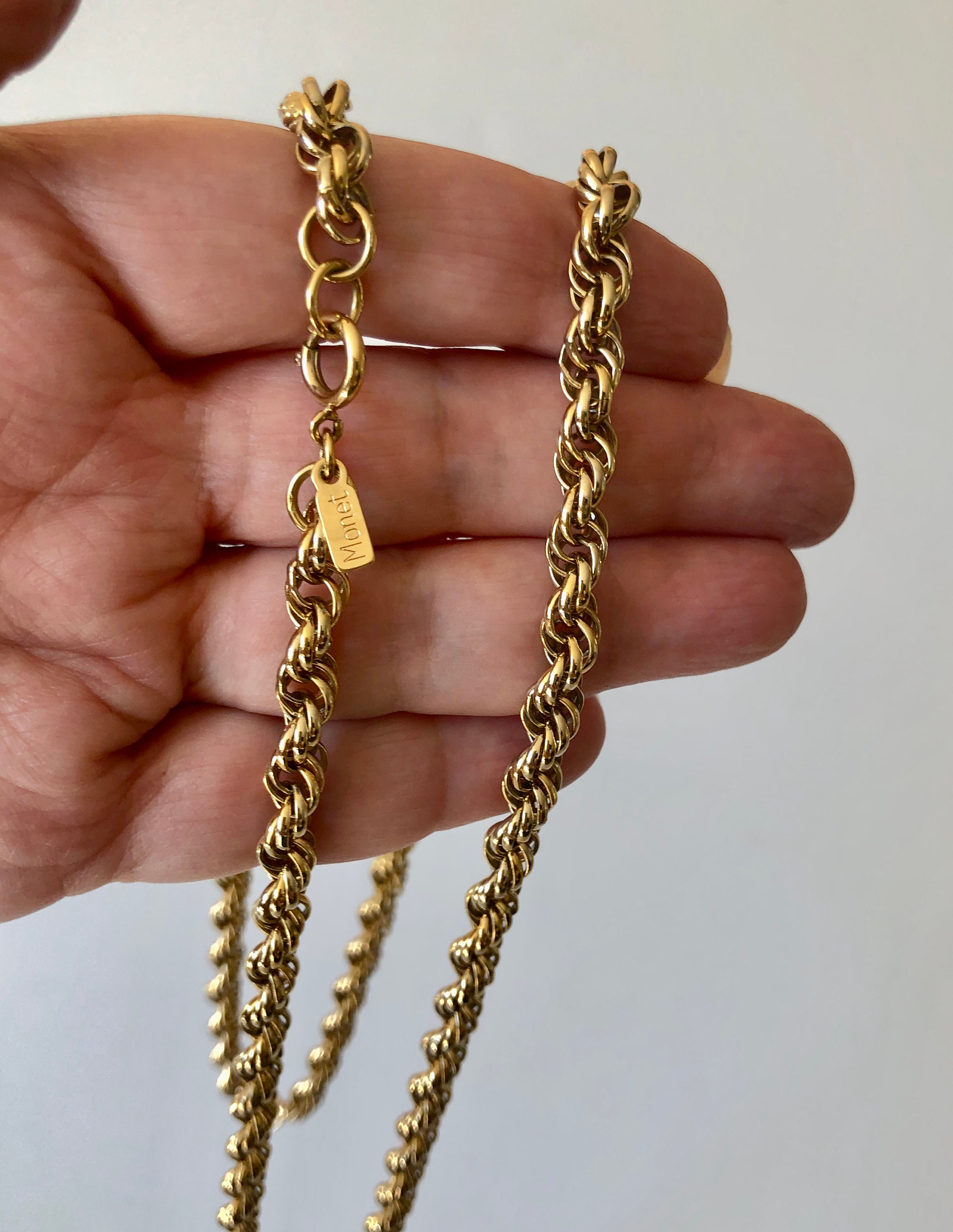 Vintage 1980s Monet 42 Rope Chain Gold Tone Necklace Etsy