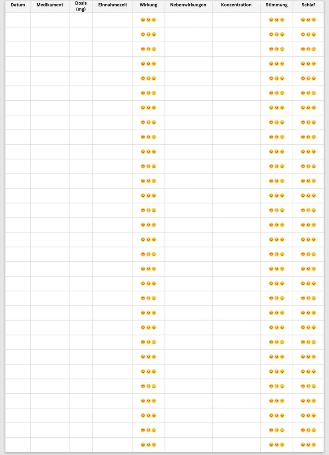 ADHD Medication Mg Mood Sleep Tracker Documentation Template Medication ...