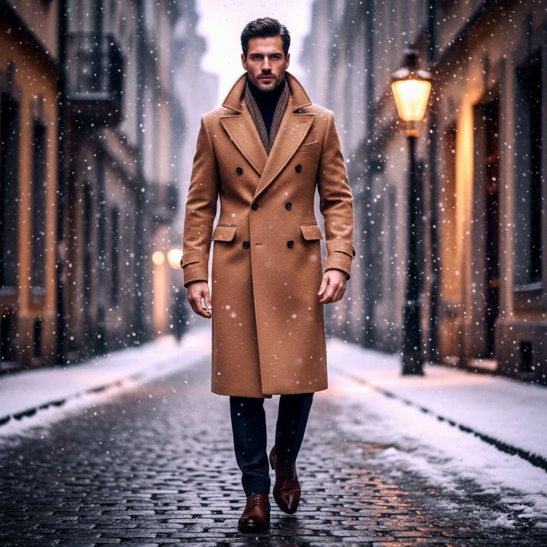 Classic Tweed Trench Long Coat for Men Wedding, Partywear, Proms ...
