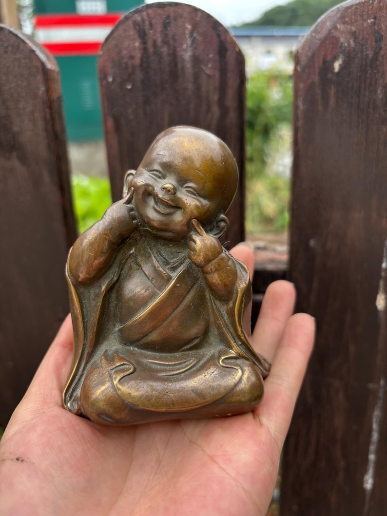 Brass Happy Monk Statue Seated Meditation Desk Paperweight - Etsy