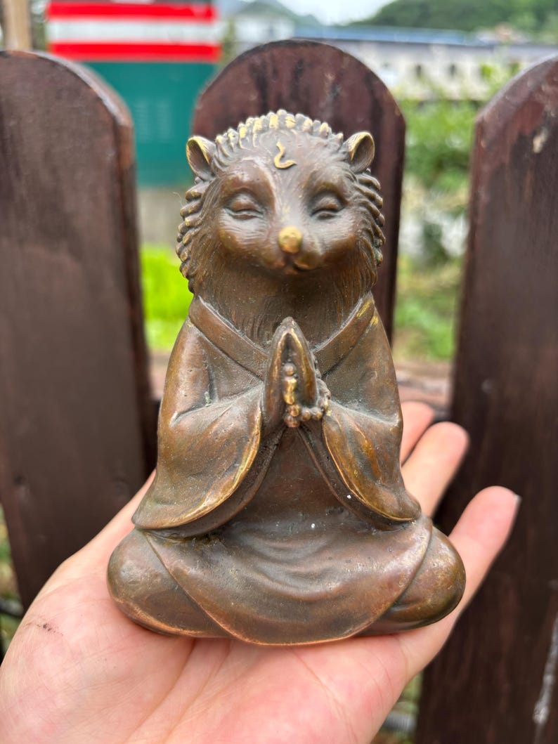 Brass Meditating Hedgehog Buddha Seated Statue Desk Zen Decor - Etsy