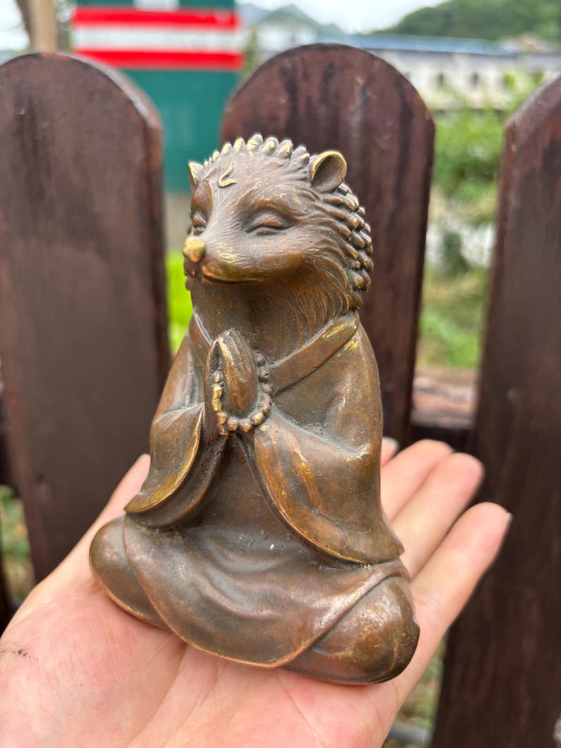 Brass Meditating Hedgehog Buddha Seated Statue Desk Zen Decor - Etsy