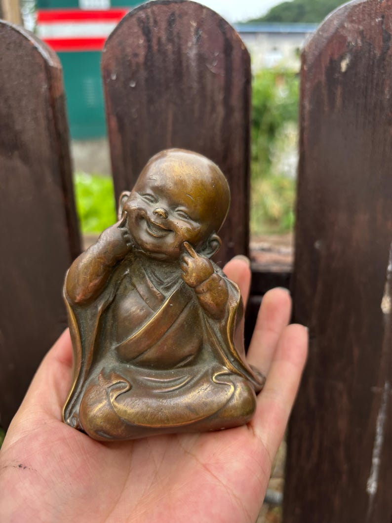 Brass Happy Monk Statue Seated Meditation Desk Paperweight - Etsy