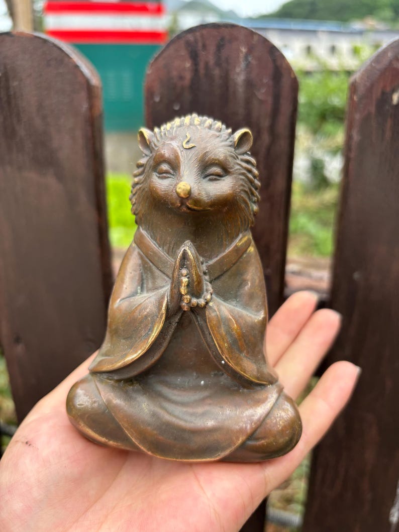 Brass Meditating Hedgehog Buddha Seated Statue Desk Zen Decor - Etsy