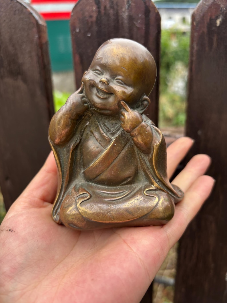 Brass Happy Monk Statue Seated Meditation Desk Paperweight - Etsy