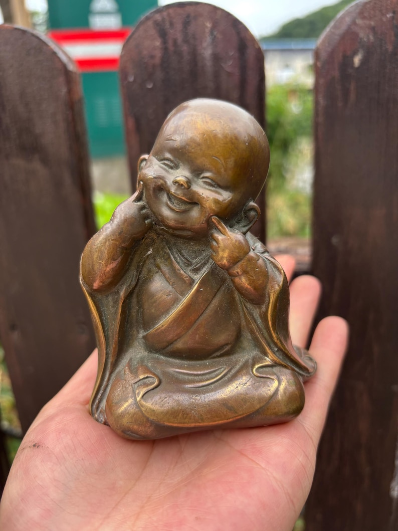 Brass Happy Monk Statue Seated Meditation Desk Paperweight - Etsy