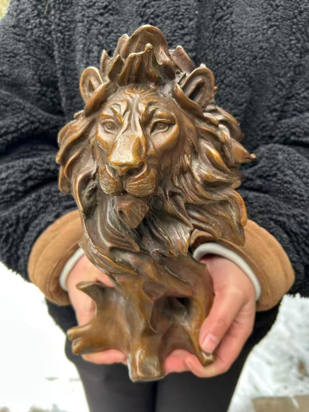 Copper Lion Head Sculpture European Vintage Home Entryway Decor - Etsy