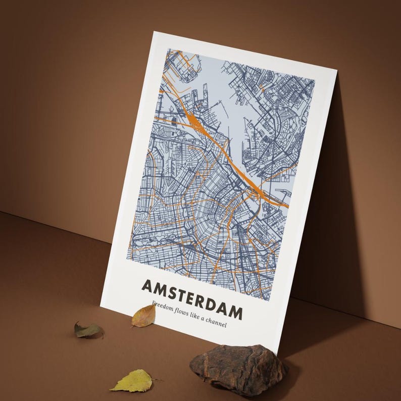 Amsterdam Map Digital Download | Printable Holland Poster | Minimalist ...