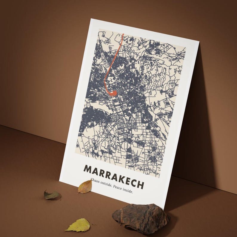 Marrakesh Map Print – Morocco Travel Poster | Boho Living Room Decor ...