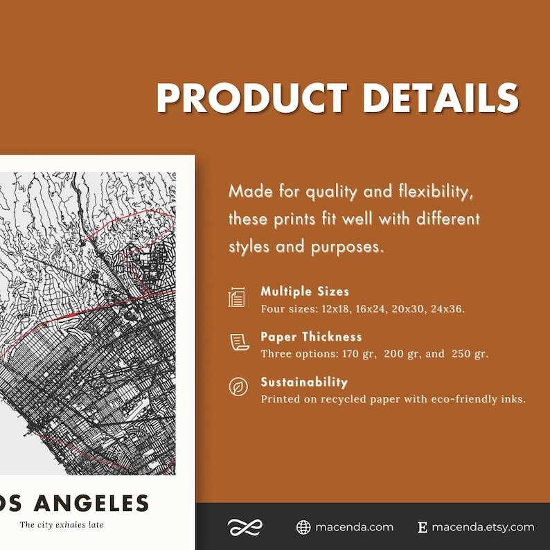 Los Angeles Map Poster | USA Wall Art Print | Minimalist City Map ...