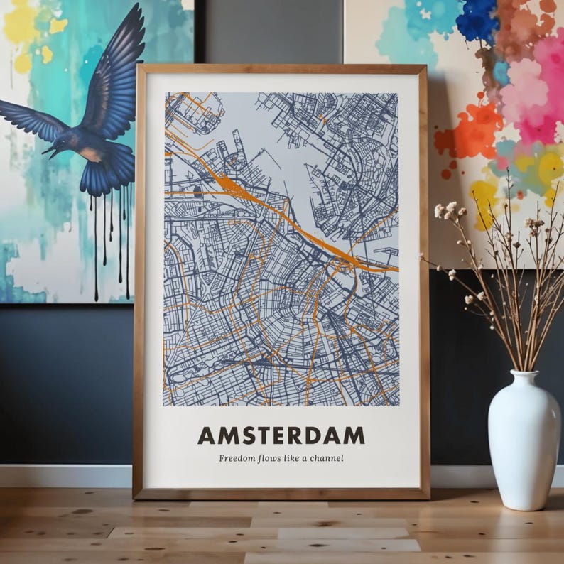Amsterdam Map Digital Download | Printable Holland Poster | Minimalist ...