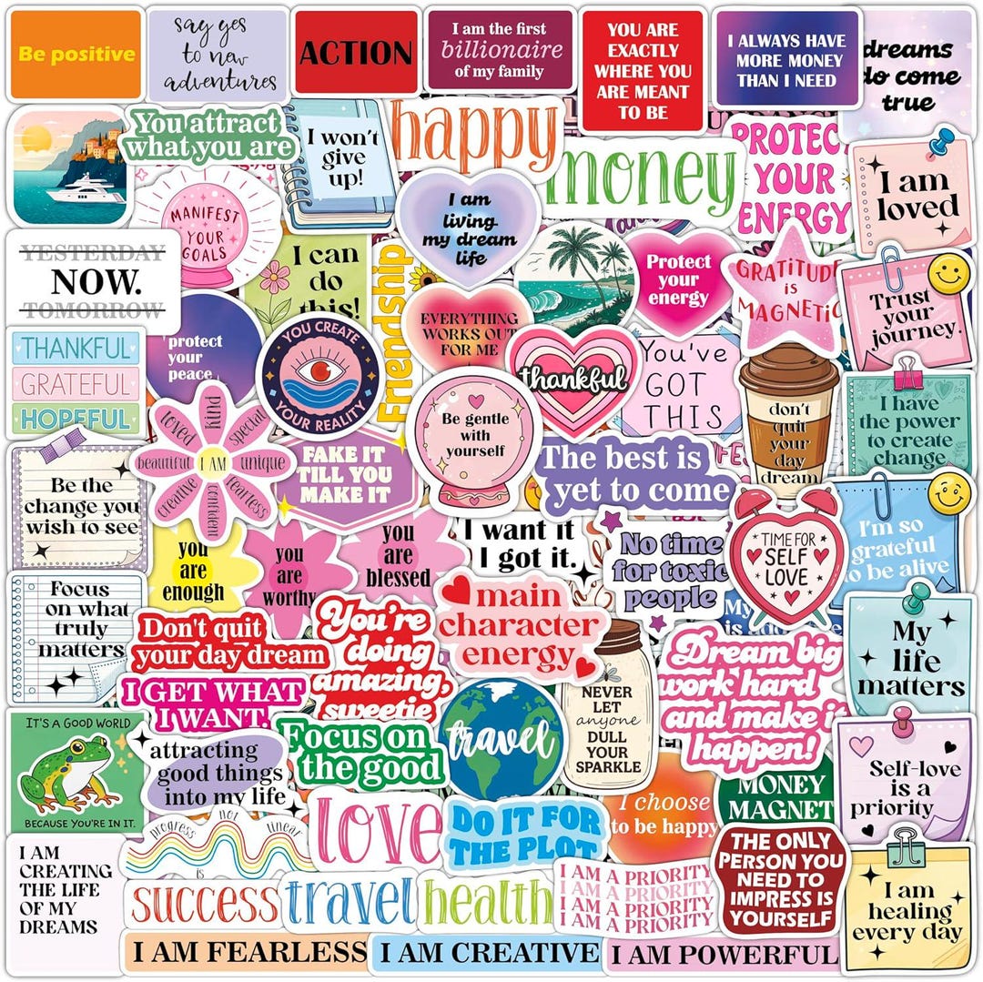 Vision Board Stickers for Women - Positive Quote, Inspiration Vinyl ...