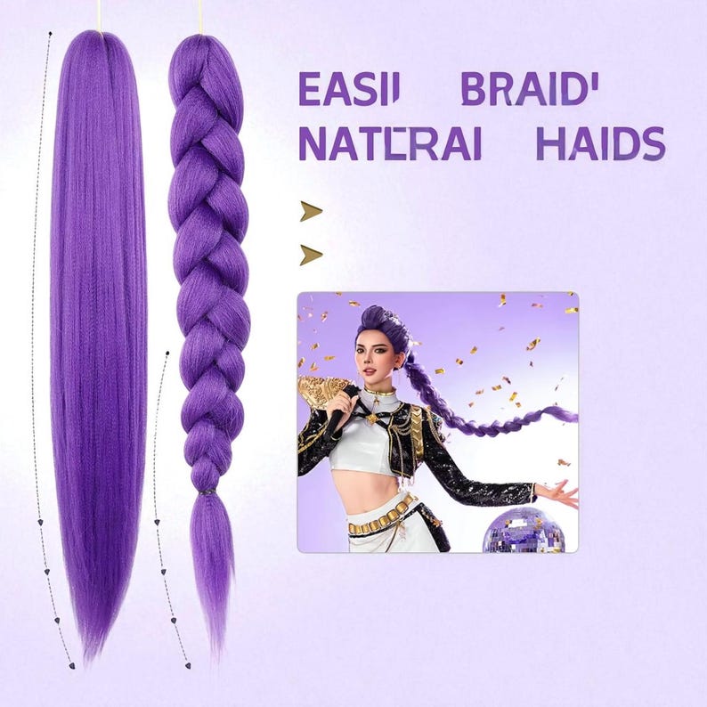 Rumi KPOP Demon Hunters Huntrix Purple Braiding Hair – Synthetic ...