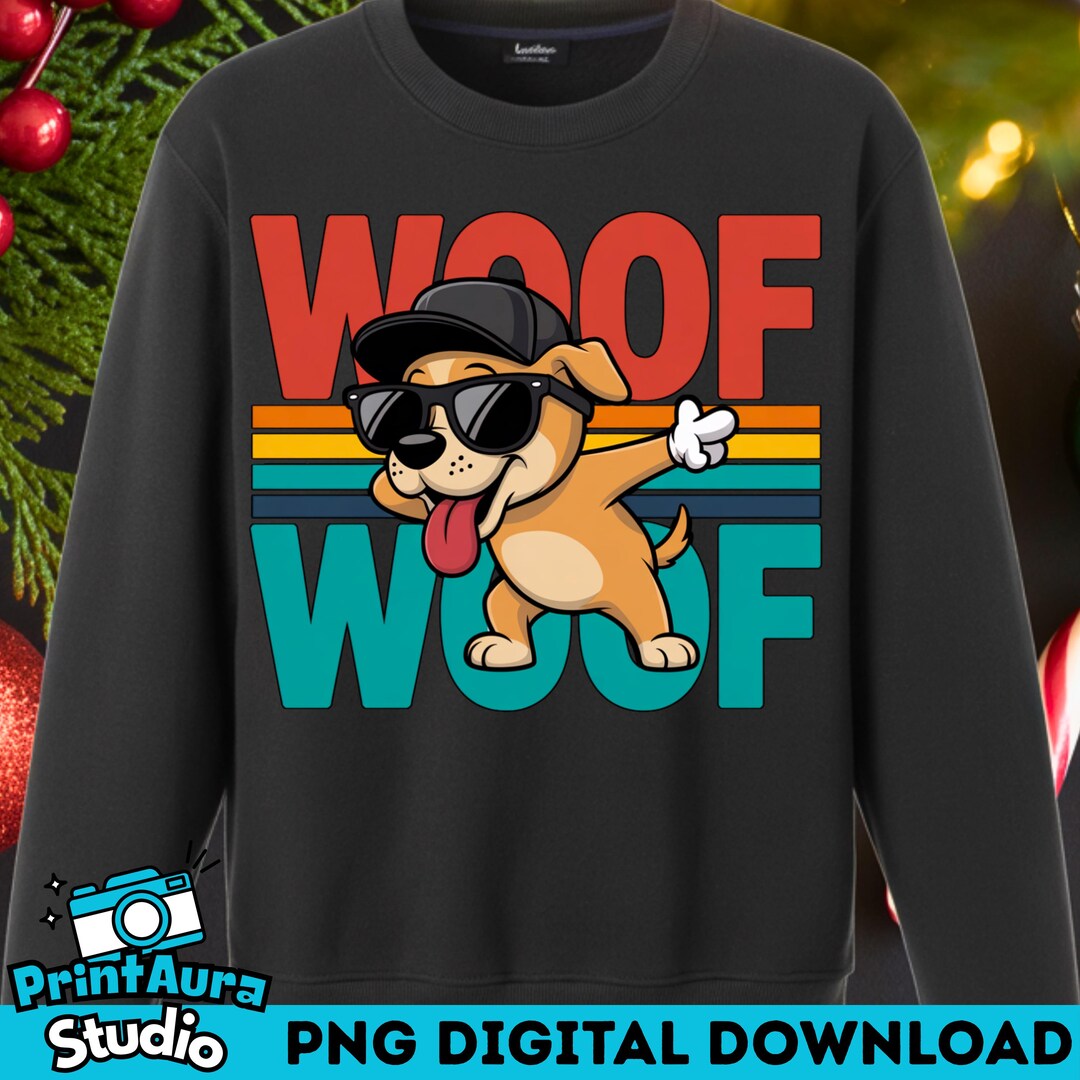 Retro Woof Dog PNG, Vintage Sunset Clipart (digital Download) - Etsy