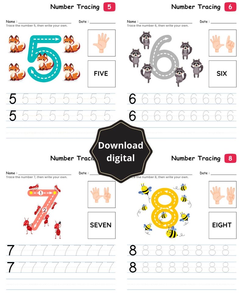 0-10 Printable Number Tracing, Kids Tracing, Handwriting Practice ...