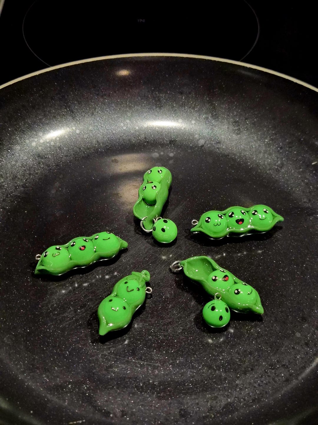 Kawai Handmade Peas in a Pod Charm - Polymer Clay - Etsy