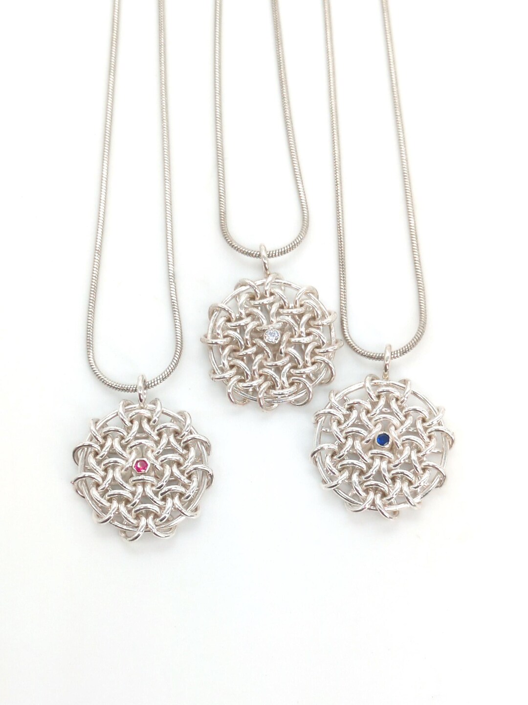 Choose Your Color! Silver Chainmail Web Pendant With CZ, Hoodoo Hex ...