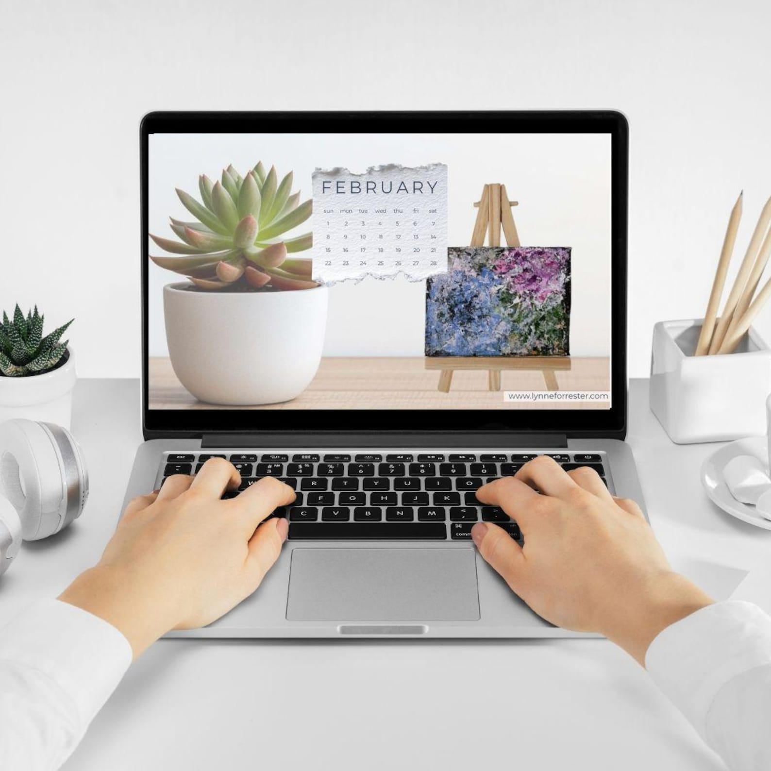 February 2026 Floral Art Calendar Wallpaper for Desktop, Laptop and ...