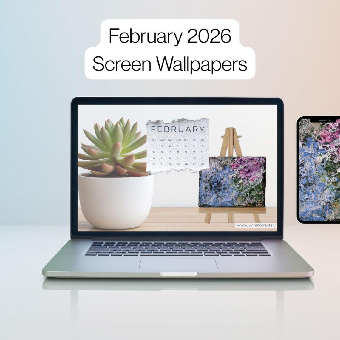February 2026 Floral Art Calendar Wallpaper for Desktop, Laptop and ...